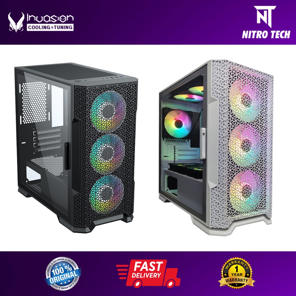 Invasion H-8 ARGB mATX PC Case (4x ARGB fans included) | Shopee Singapore