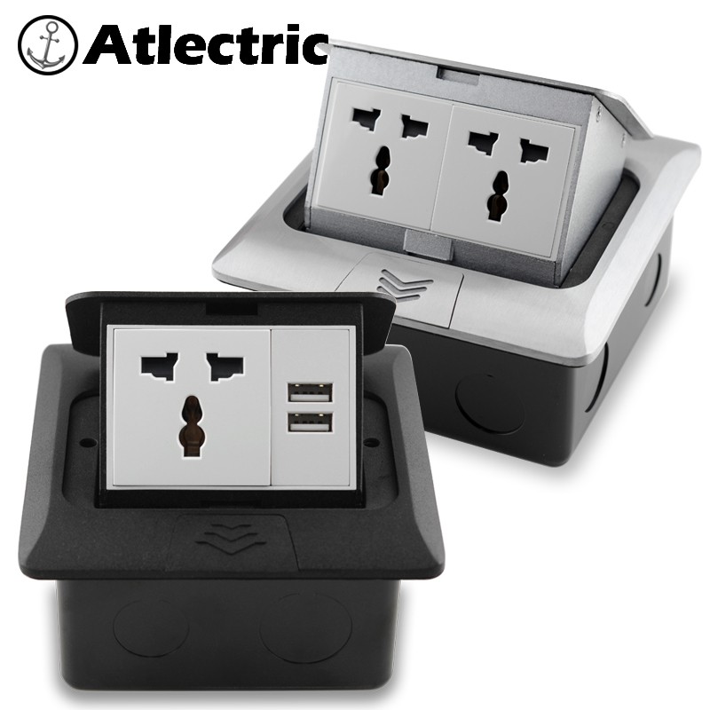 13A Universal Socket 2 Pin 3 Hole With USB Charging Port Pop-Up Floor ...