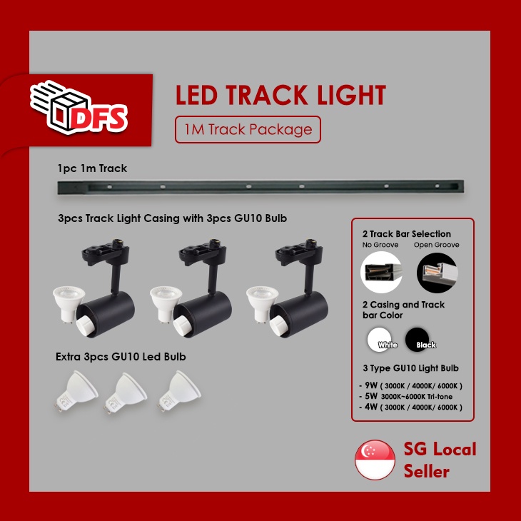 DFS LED LIGHT LED Track Light 3pcs Track Light With 1m Track Complete ...