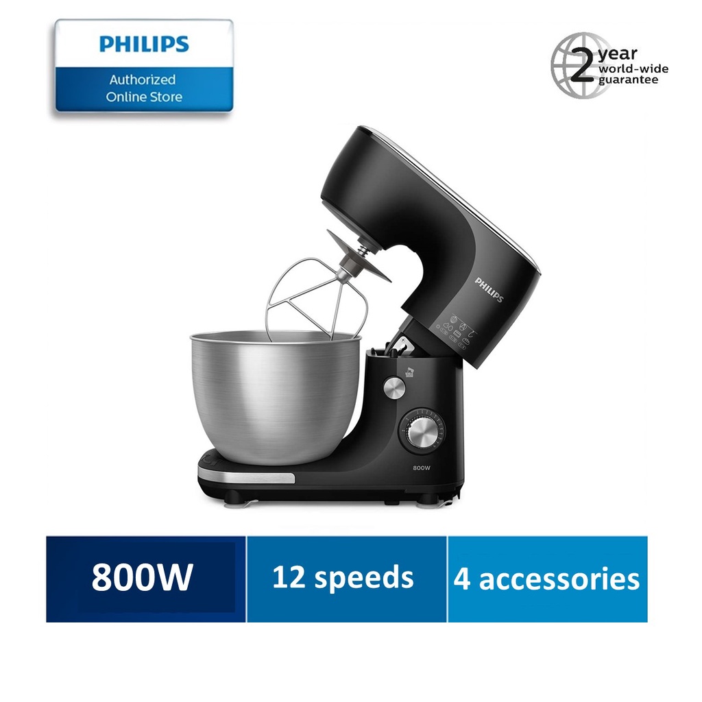 Philips 7000 Series 800W Kitchen Mixer with 5L Stainless Steel Bowl and ...