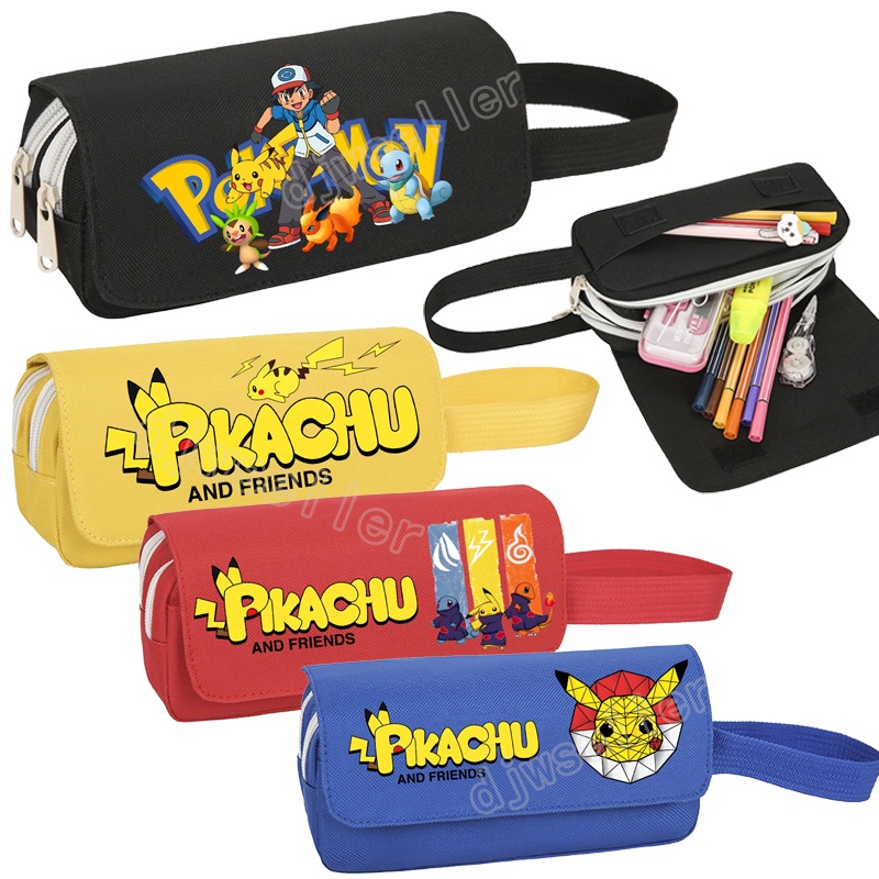 Pokemon Pencil Cases Pikachu Kids Stationery Bag Large Capacity Student ...