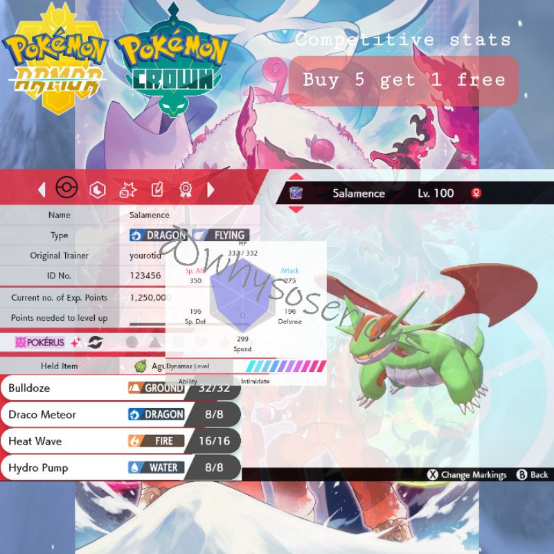 Nintendo Switch Pokemon Sword and Shield Square Shiny Salamence ...