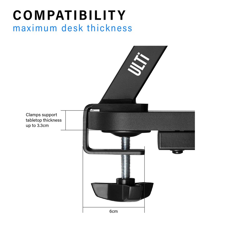 ULTi Clamp-On Monitor Riser & Laptop Stand Shelf for Sit Stand Desk ...