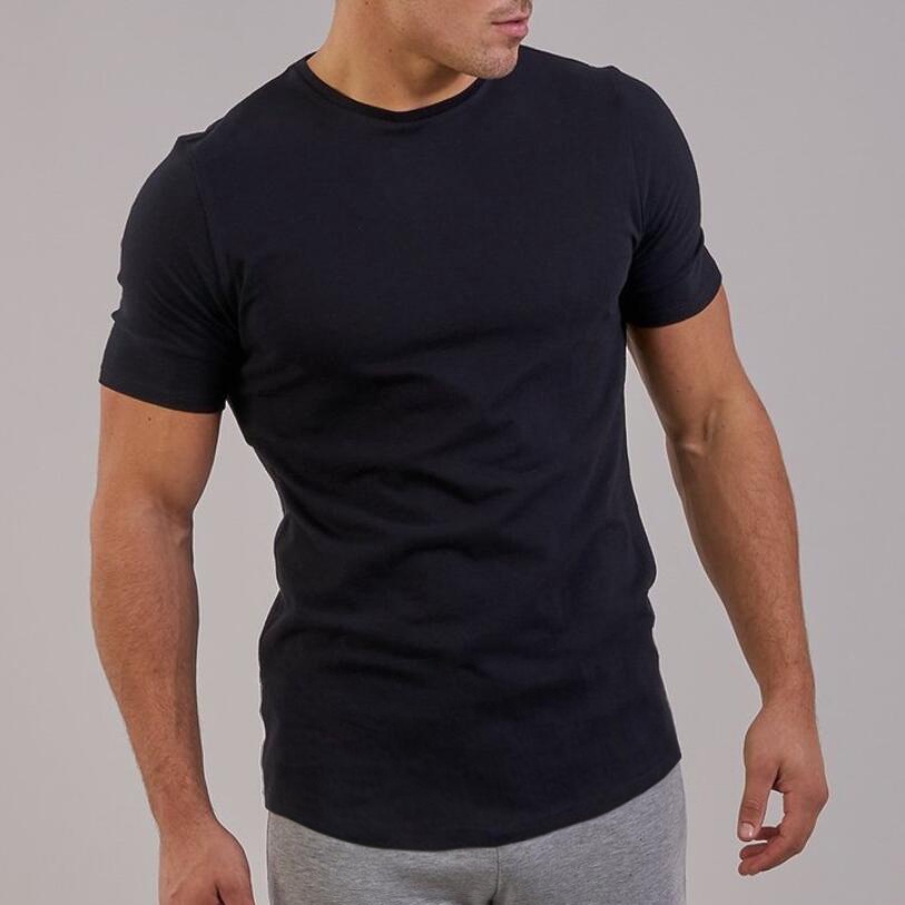 Summer New Solid fitness clothing Gym Tight t-shirt mens workout t ...