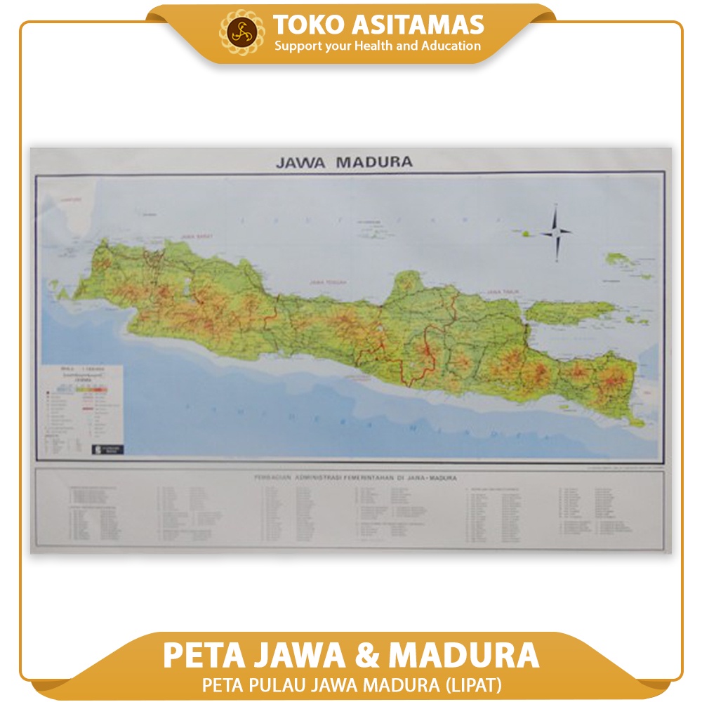 Map Of Java And Madura Island (Folding) | Shopee Singapore