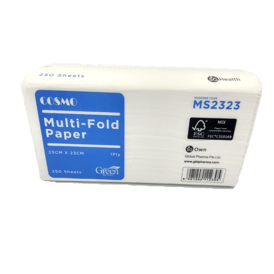 【SG Ready Stock】COSMO Multi-fold Paper Towel 23cmx23cm, 250's/pk 16pk ...