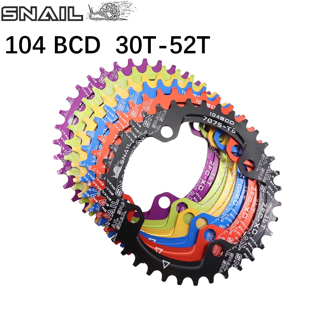 SNAIL Chainring 104BCD Round 30t 32t 34t 36t 38t Tooth Narrow Wide Ultralight Tooth Plate MTB ...