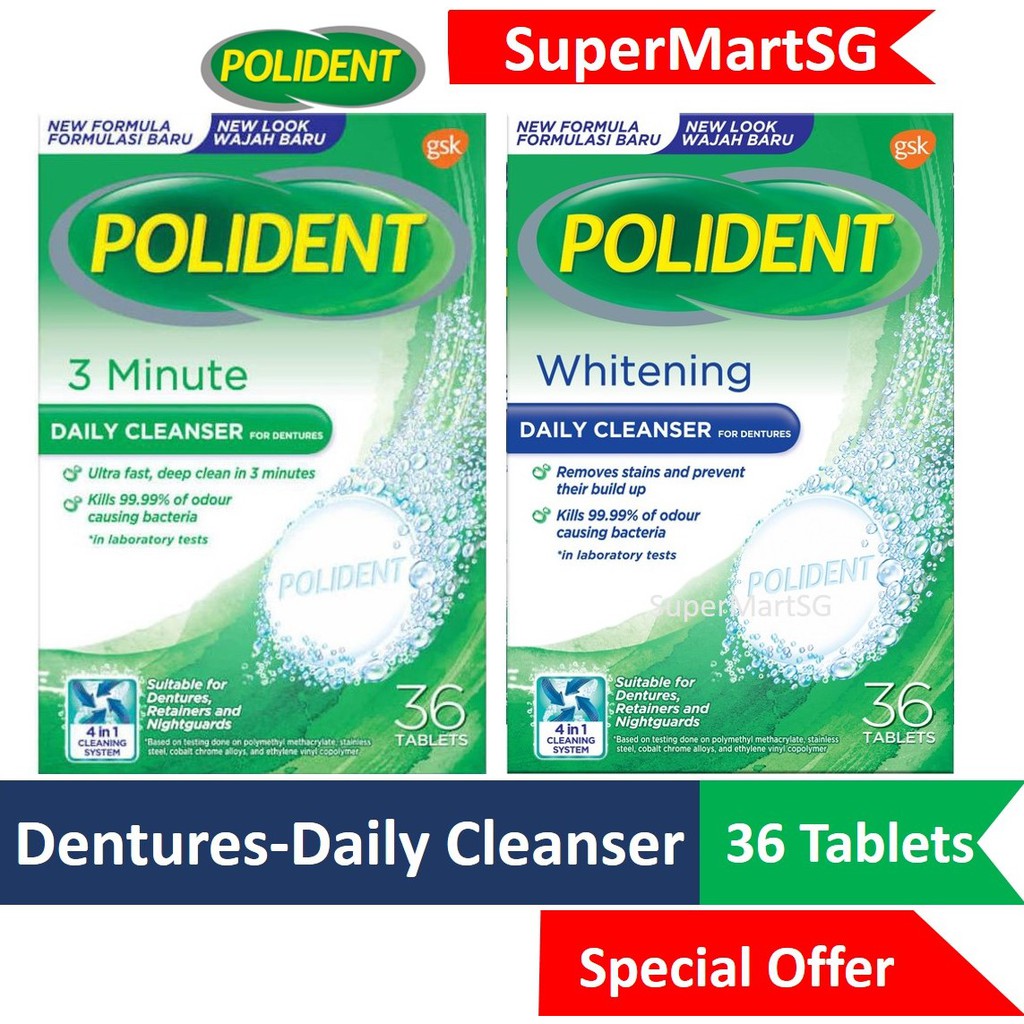 Polident Dentures Daily Cleanser 36 Tablets | Shopee Singapore