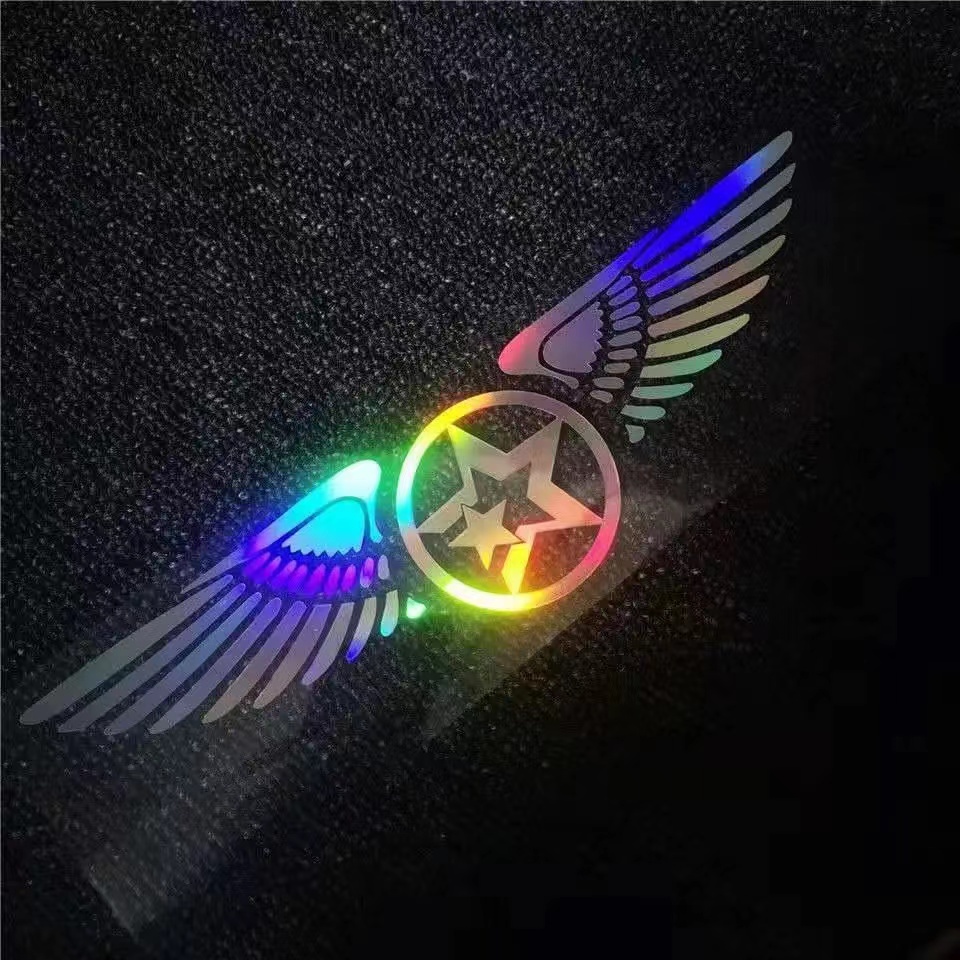 Multicolored Laser Angel Wing Reflective Car Stickers 25CM 50CM Car ...
