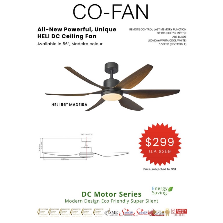 FANCO COFAN HELI 56'' CEILING FAN | Shopee Singapore