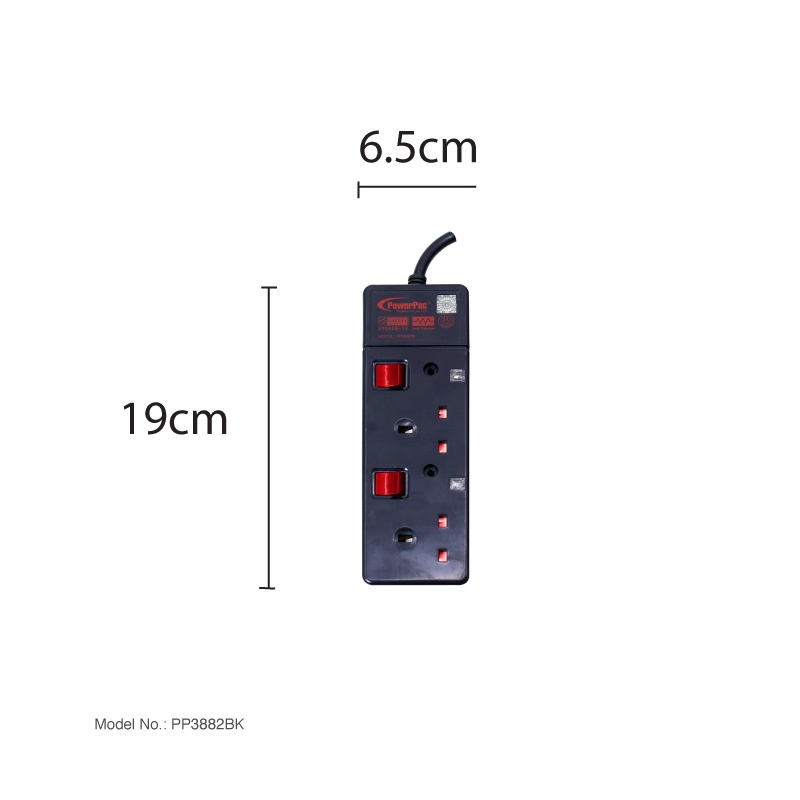 PowerPac Extension Cord, Extension Socket, Power Cord 3 Meter 1/2/3/4/5 ...