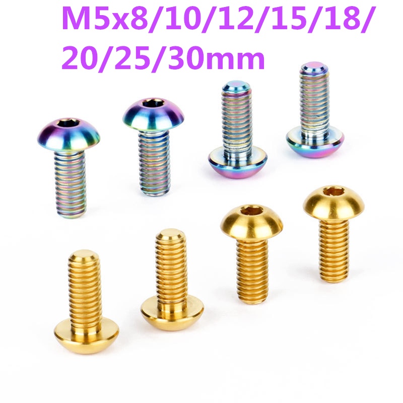 Titanium Bolt M5x8 10 12 15 18 20 25 30mm Screw Bolt Gold Rainbow ...