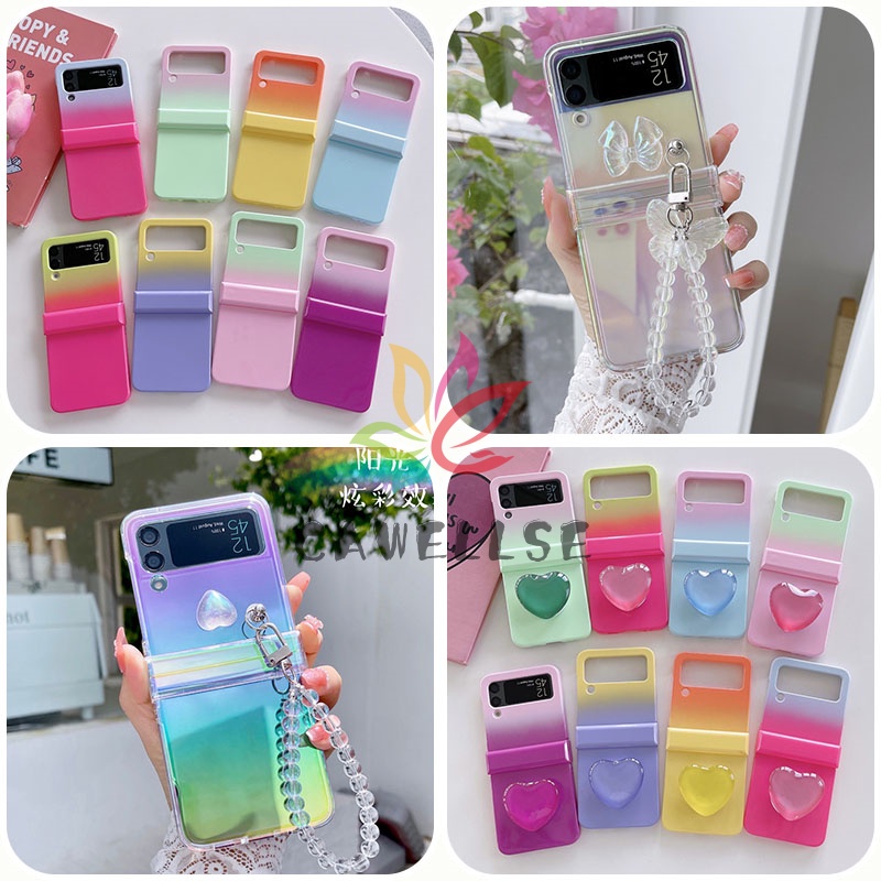 Gradation Laser Suitcase Clear Casing Samsung Galaxy Z Flip 4 Z Flip 3 ...