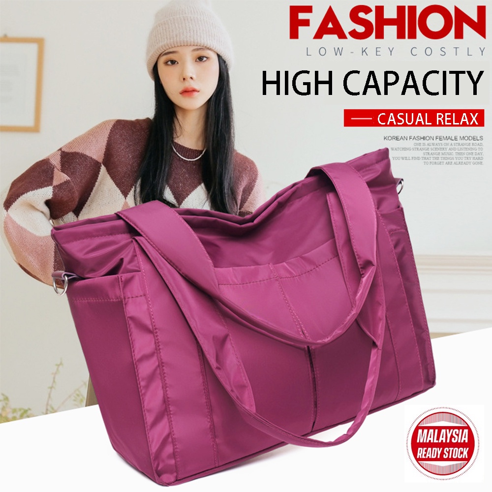 HIGH CAPACITY TOTE BAG PLAIN BIG NYLON HAND CARRY BAG HANDLE BAG ...