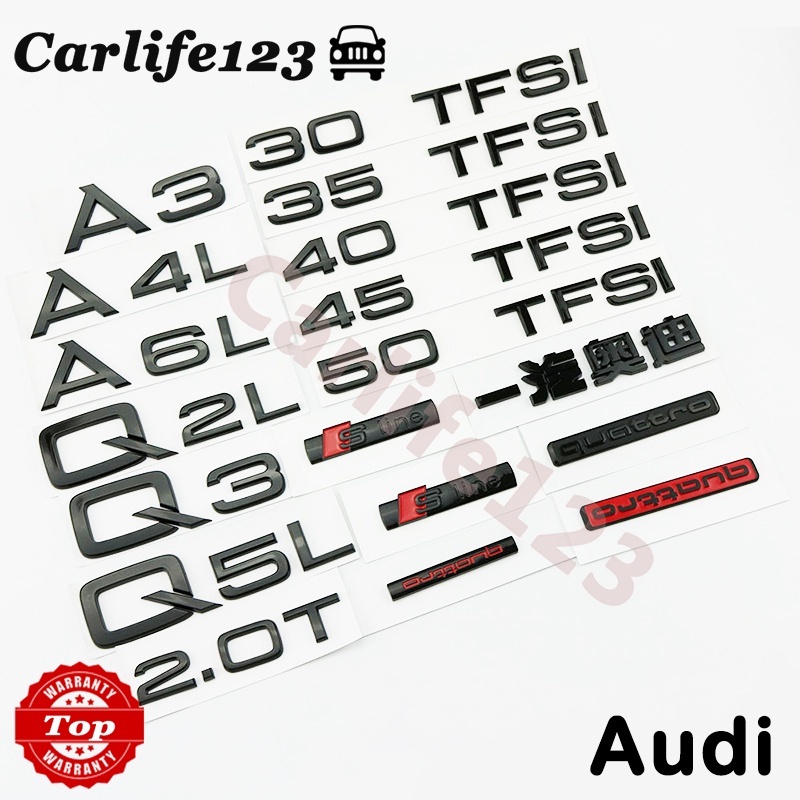 Glossy Black Audi Emblem Car Rear Trunk Tail Badge Sticker Body Side Logo A1 A3 A4L A5 Q2L A6L ...