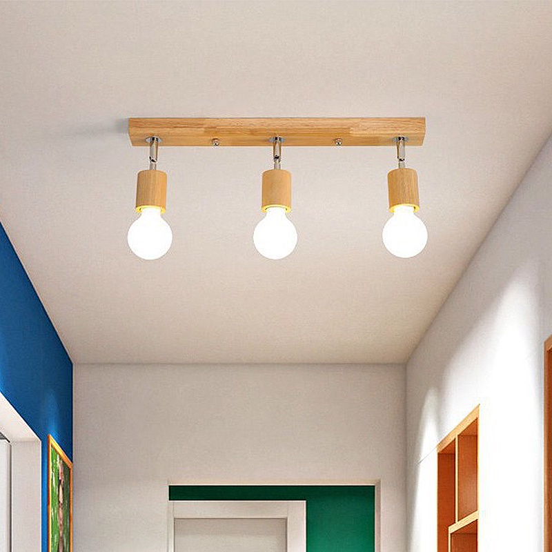 Corridor light porch restaurant Nordic wood track light modern creative ...