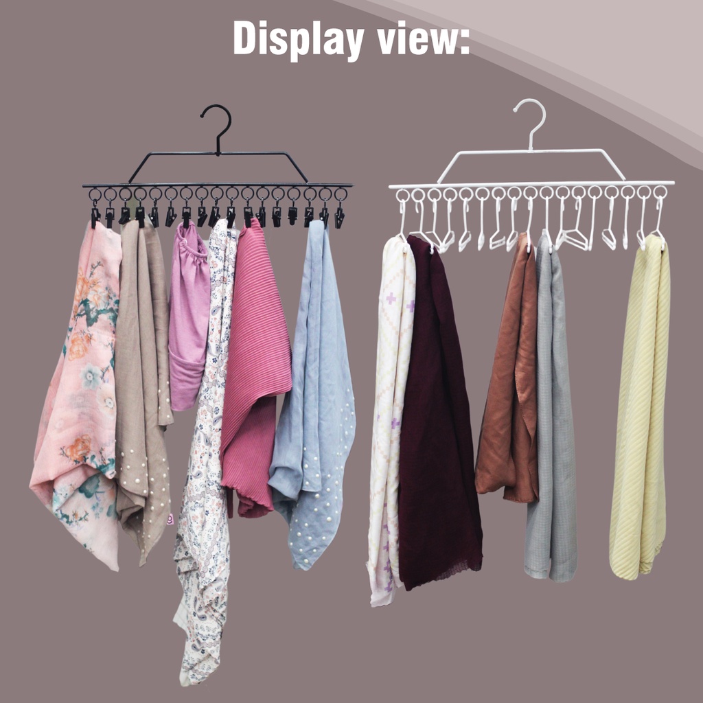 Penyangkut Tudung 17 Lubang Berklip !! 1 set = Hanger + 17 klips SCAFT ...