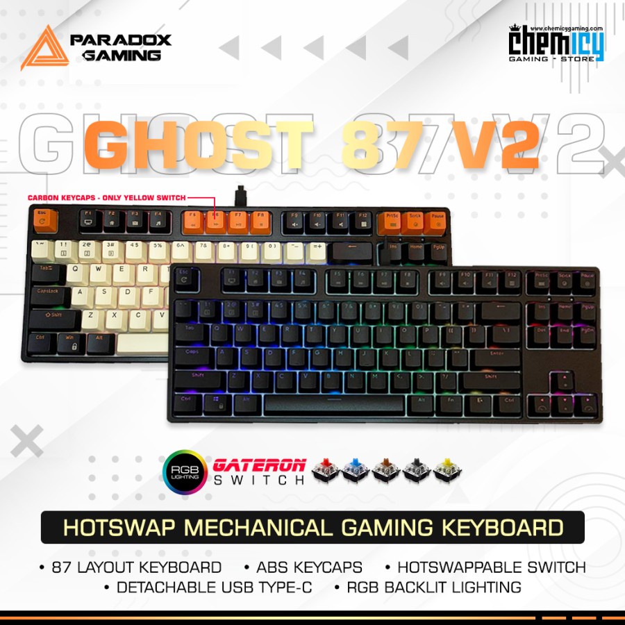 Paradox Gaming GHOST87 V2 Black Hotswap RGB Mechanical Gaming Keyboard ...
