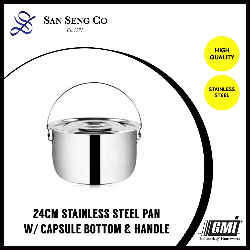 San Seng GMI 15CM-24CM STAINLESS STEEL PAN W/ CAPSULE BOTTOM & HANDLE ...