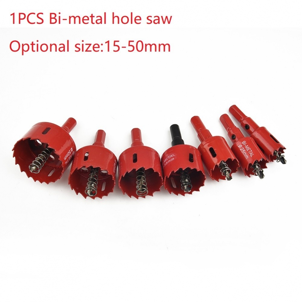 Hole Saw 15Mm-50Mm Arbor Bi Metal Bit Drill Hole Metal Pilot Plastic ...