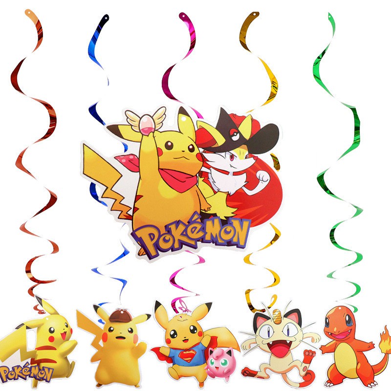 6pcs / Pack Pokemon Go Ceiling Hanging Swirls Wall PVC Spiral Party ...