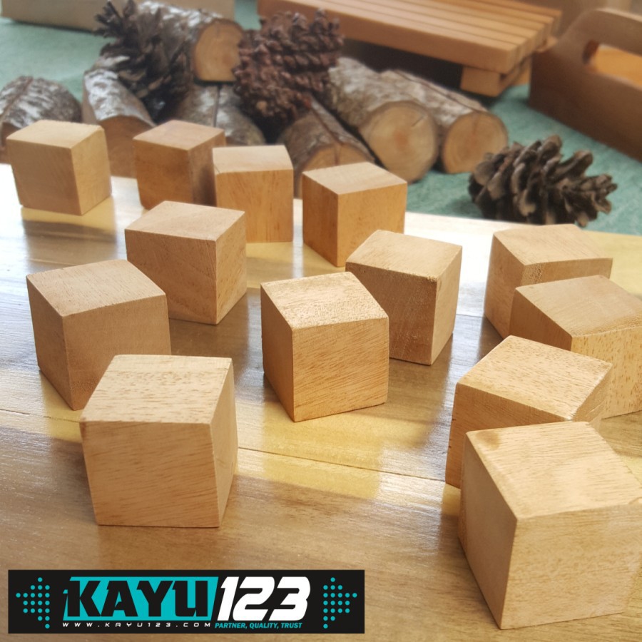 KAYU Wooden Cube 3x3x3 cm Solid Wood Box Wood Block Wood Cube (KB-01 ...