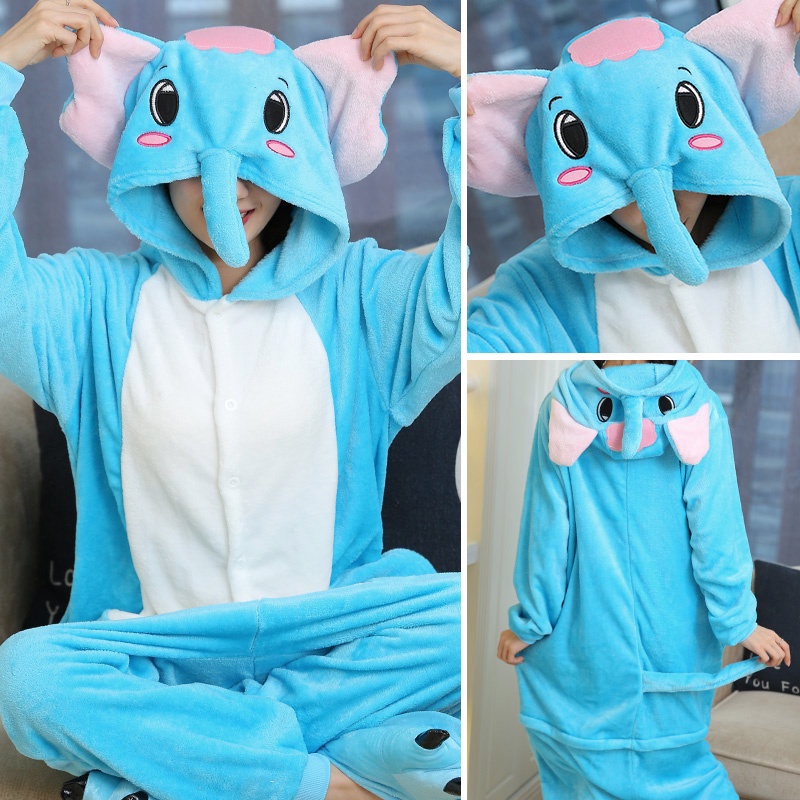 Adult Blue Elephant Onesies Frog Tiger Kigurumi Pajamas For Female ...