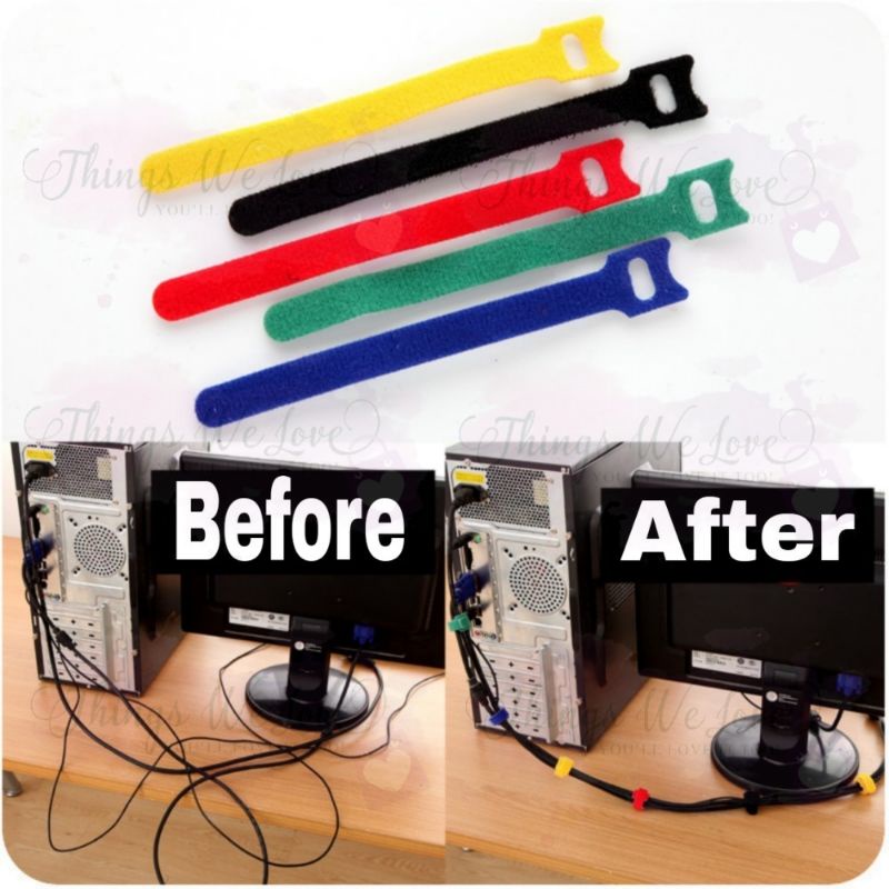 [SG SELLER] [FREE SHIPPING] Velcro Cable Tie Ties Wire Organizer Winder ...