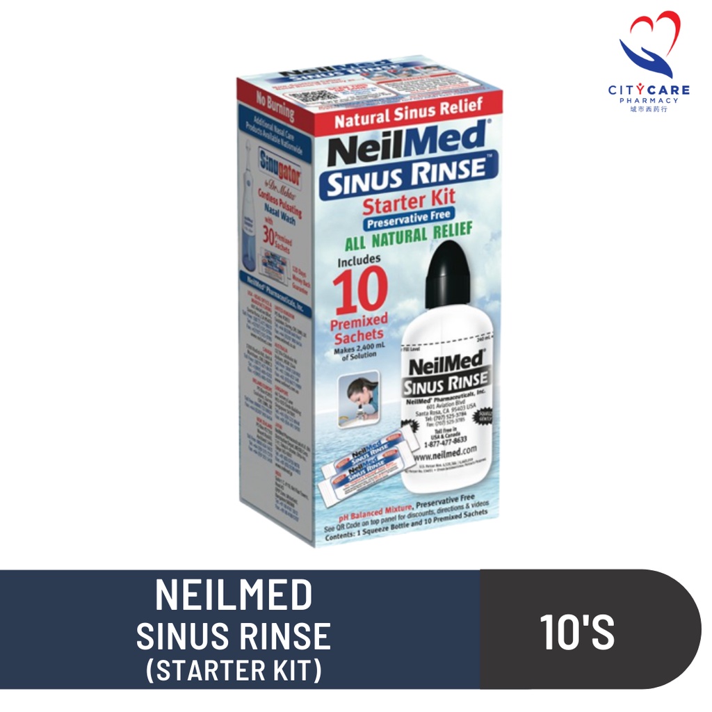 NeilMed Sinus Rinse Starter Kit ( 1 Squeeze Bottle 240ml + 10 Premixed ...