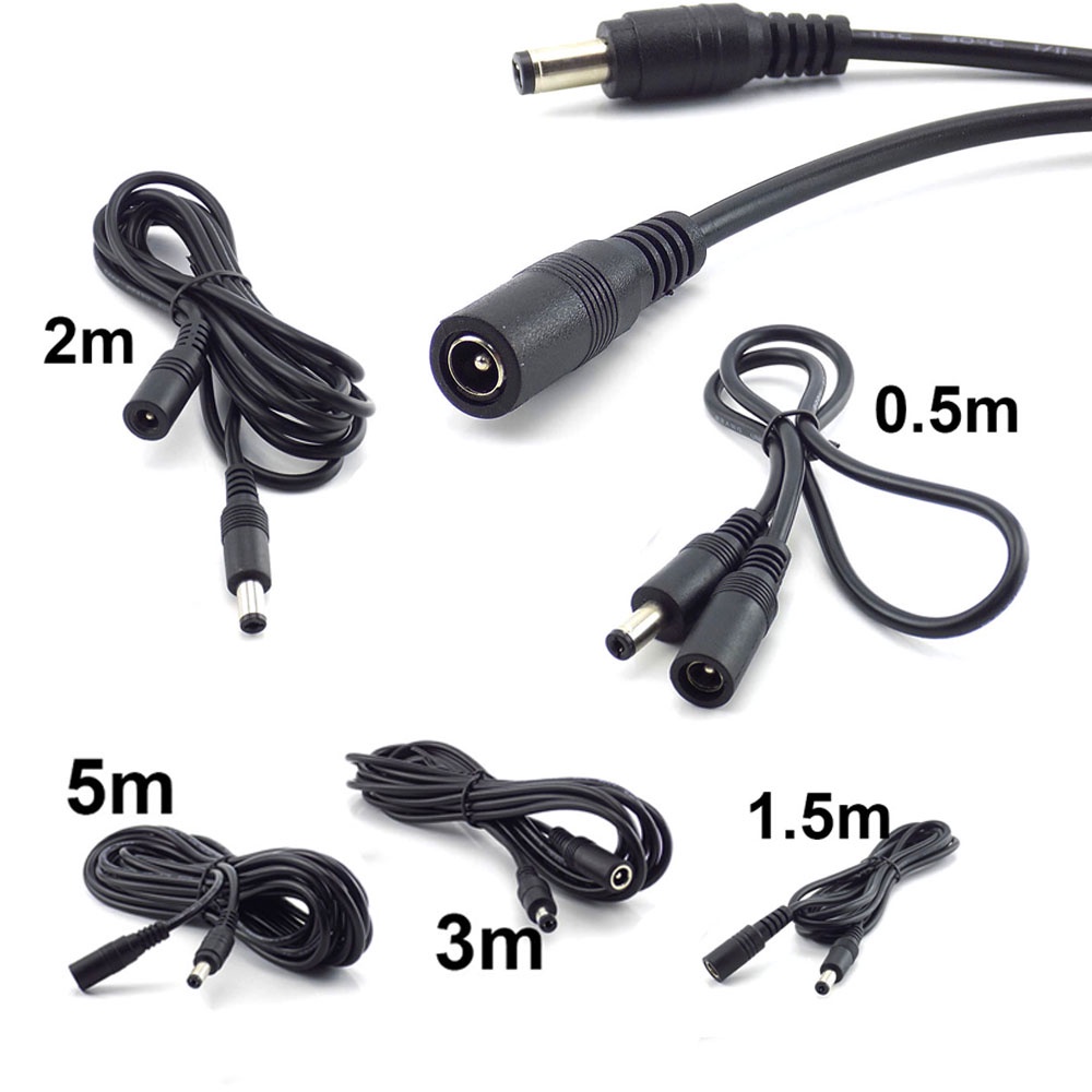 5.5x2.1mm Extension Cord 12V DC Power Supply Cable Female to Male Plug ...