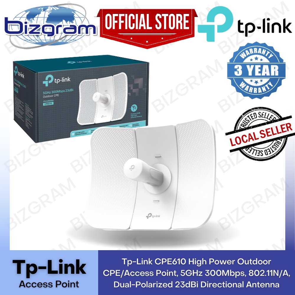 Tp-Link CPE610 High Power Outdoor CPE/Access Point, 5GHz 300Mbps, 802 ...