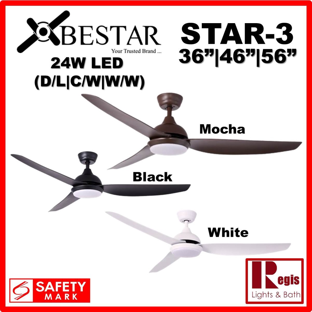 $198 Yes Install Bestar Star-3 DC Motor Star3 Ceiling Fan 24W LED Light ...