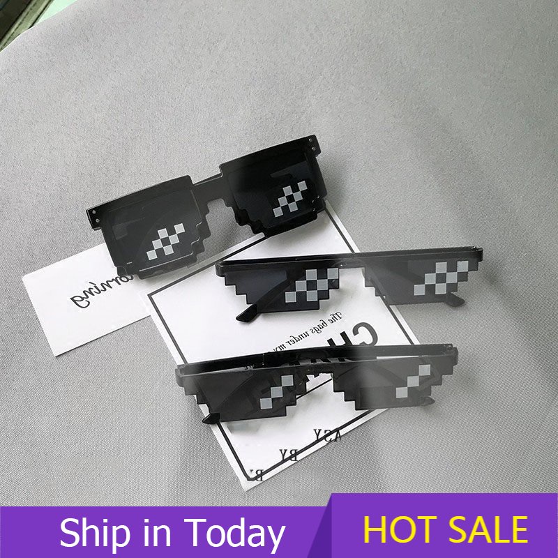 INS Tiktok Eyeglass Pixel Glasses Mosaic Pixel Coding Funny Sunglasses ...