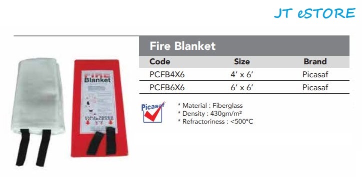 [JT eSTORE] PICASAF Fire Blanket (4x6FT, 6x6FT) | Shopee Singapore