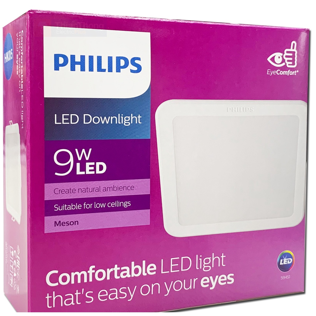 Philips LED Downlight Meson Square Shape 9W/13W 3000K/4000K/6500K ...