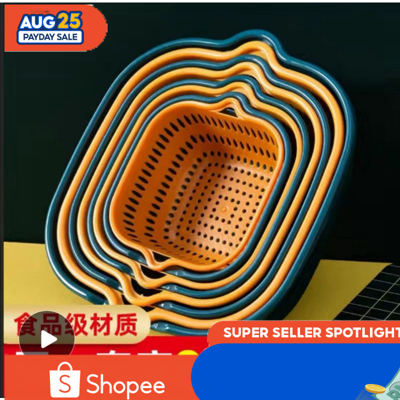 Double-layer hollow basin washing fruit draining basket vegetable ...