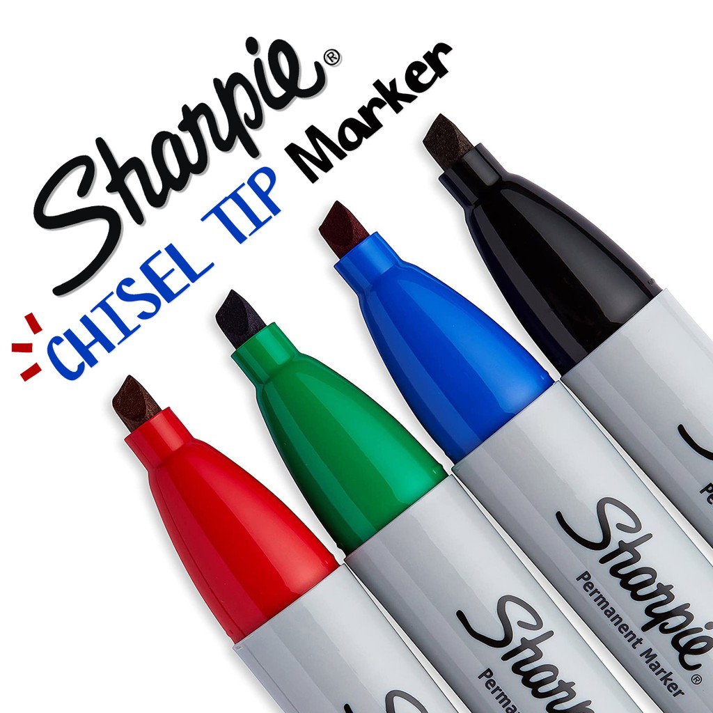 Sharpie Chisel Tip Permanent Marker (Black, Blue, Red, Green) | Shopee ...