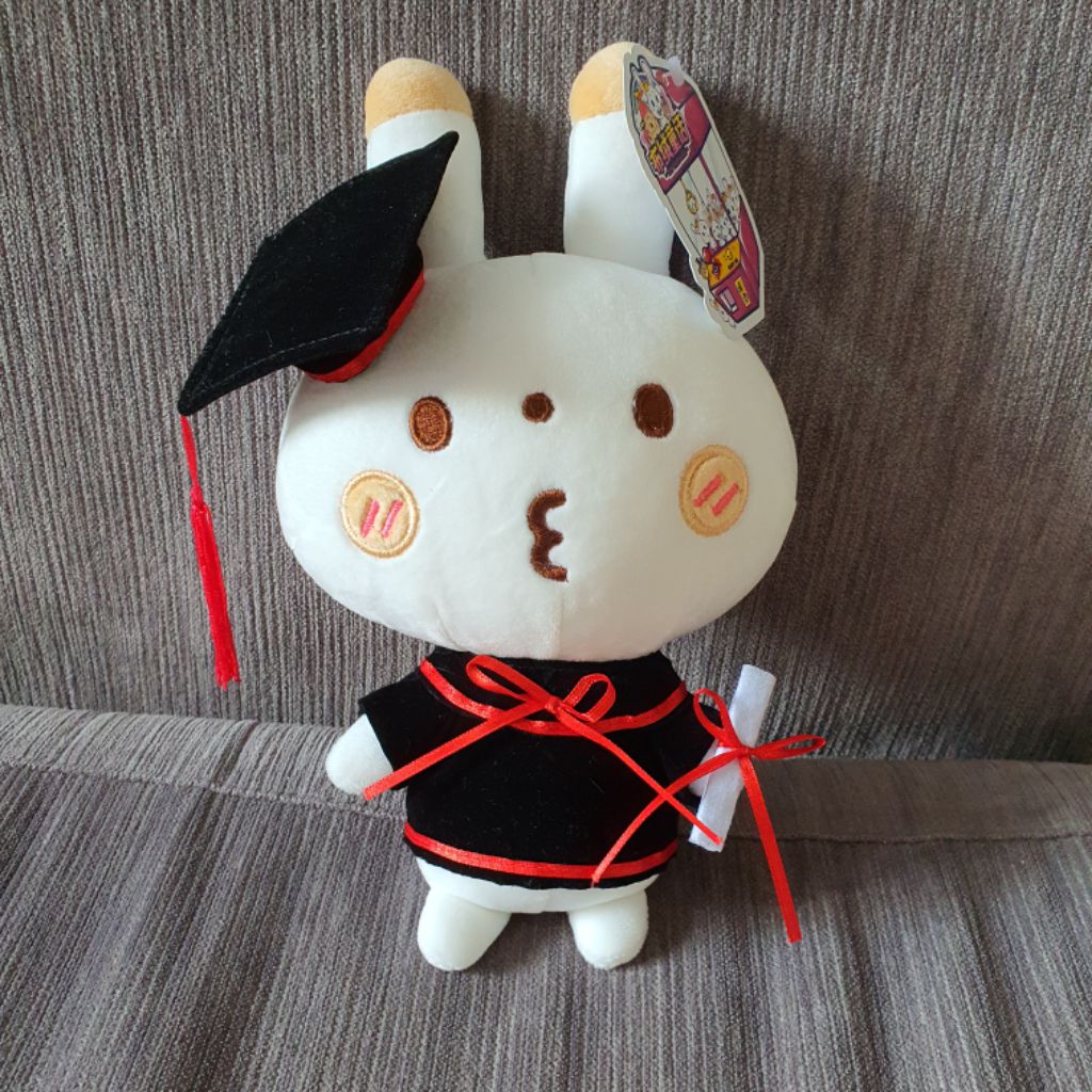 BN 25cm Cute white rabbit graduation bear plush toy | Shopee Singapore