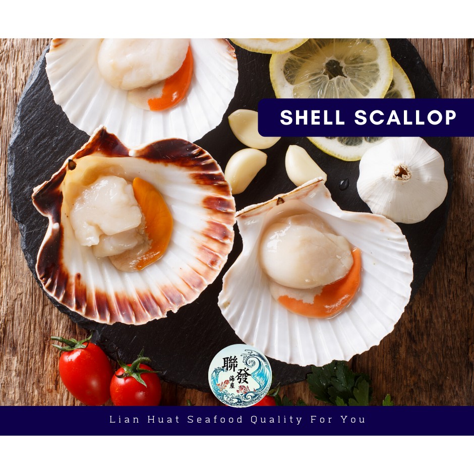 [Lian Huat Seafood] Frozen Half-shell Scallop 1kg | Shopee Singapore