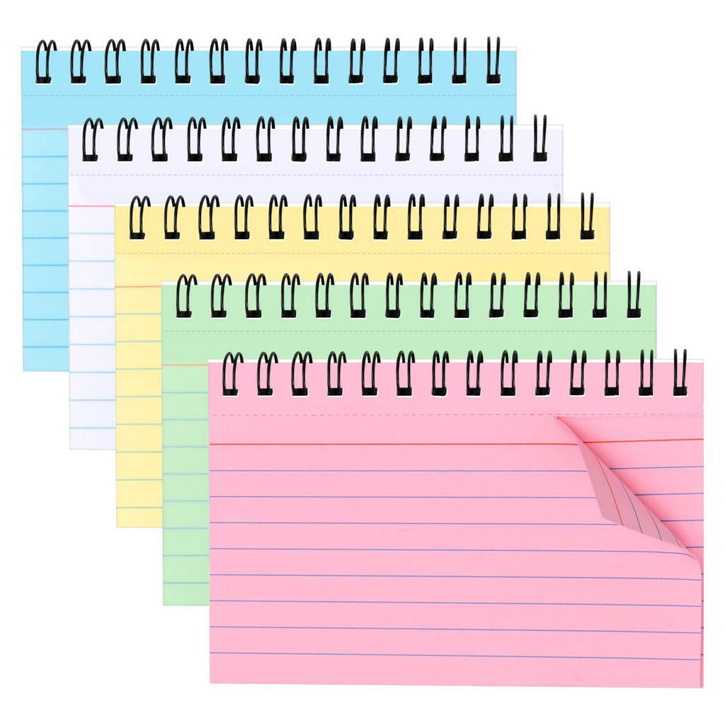 Colored index CARDS, 12.5 x 7.6 cm, tear-up spiral CARDS, lined paper ...
