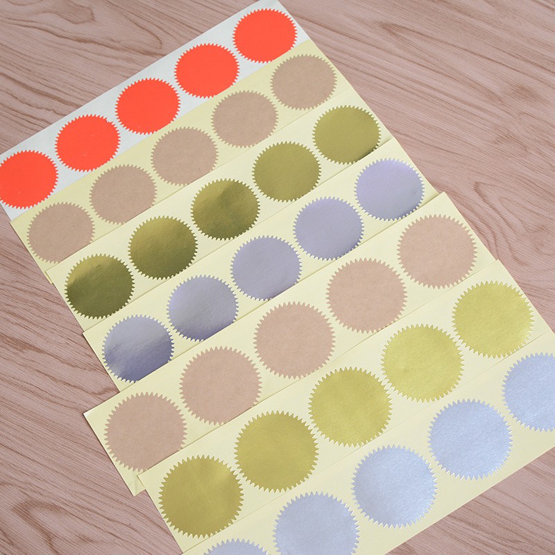 5CM 45mm Round Foil Seal Sticker Silver Gold Gear Label Embosser Seal ...