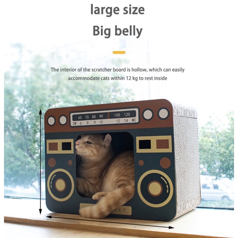 SG Ready Cat Scratch Board Radio-Shaped Scratcher Corrugated Paper Cat ...