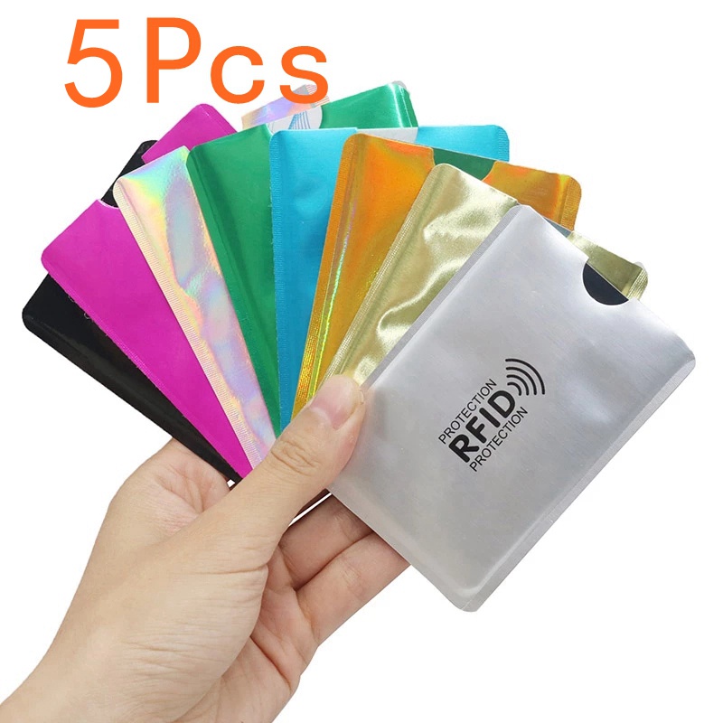 5 Pcs Colorful Aluminum Foil Anti-Theft Swipe Bank Card Holder Card ...
