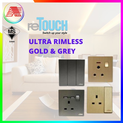 [SIRIM] Retouch Ultra Rimless Socket and Wall Switch Slim Modern Switch ...