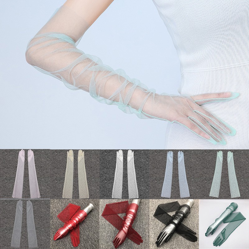 70CM Womens Ultra Thin Gloves Tulle Elbow Long Wedding Bride Dress ...