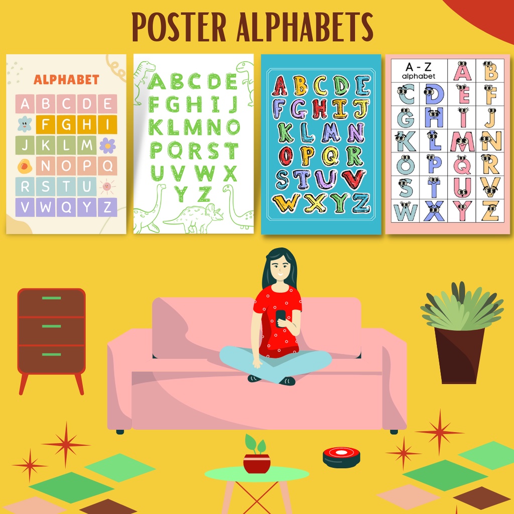 [IVORY 260gr] Complete A3+ Alphabet Education Poster, Alphabet Learning ...