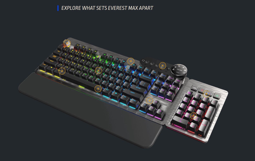 MOUNTAIN Everest Max hot-swappable Keyboard US MX Brown/Red Sw Gray ...