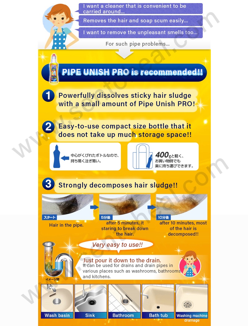 SC Johnson Unish PRO Pipe Cleaner 400g - Sticky hair removal/ Slime ...