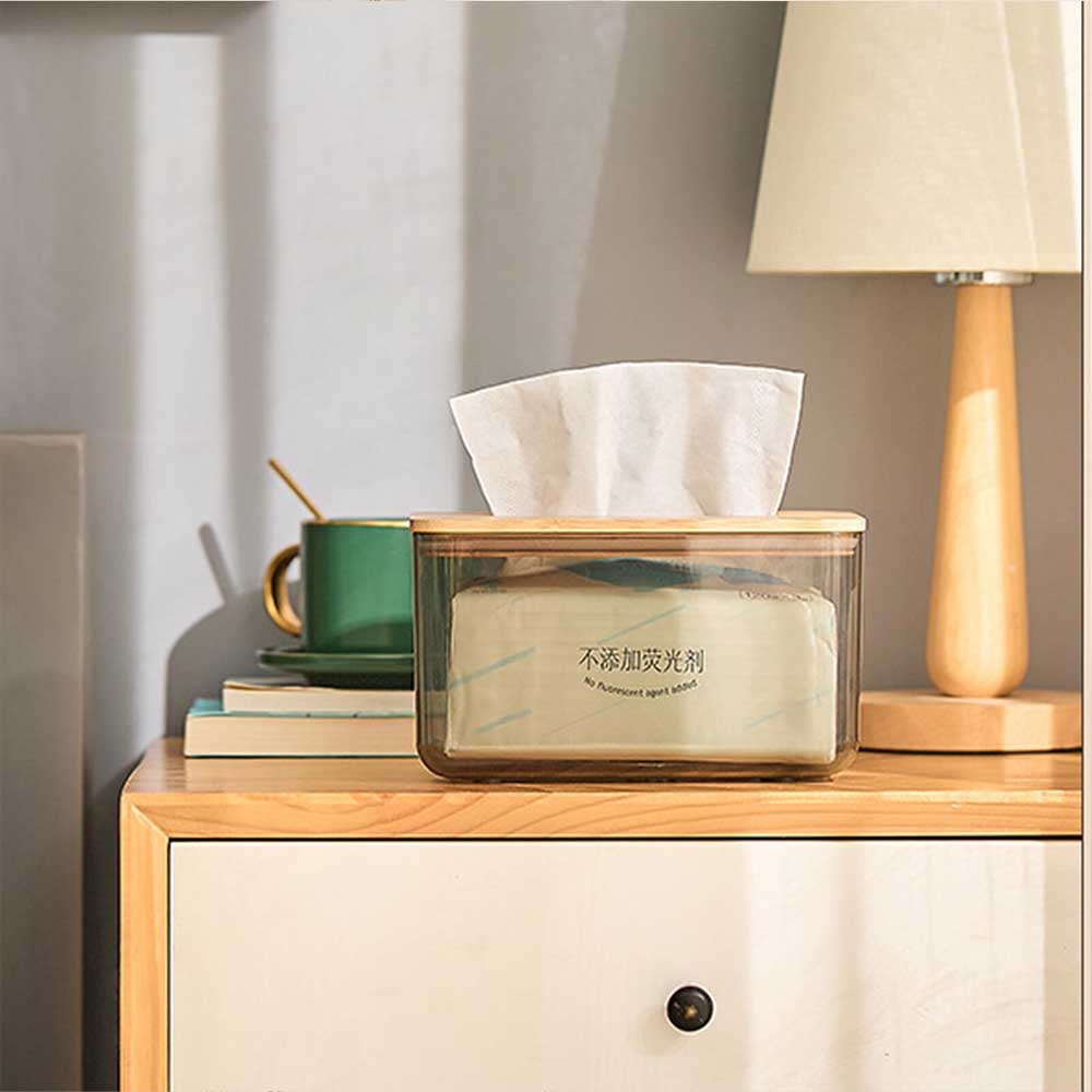 BC Minimalist Wooden Transparent Tissue Box Large with Lids Face Mask ...