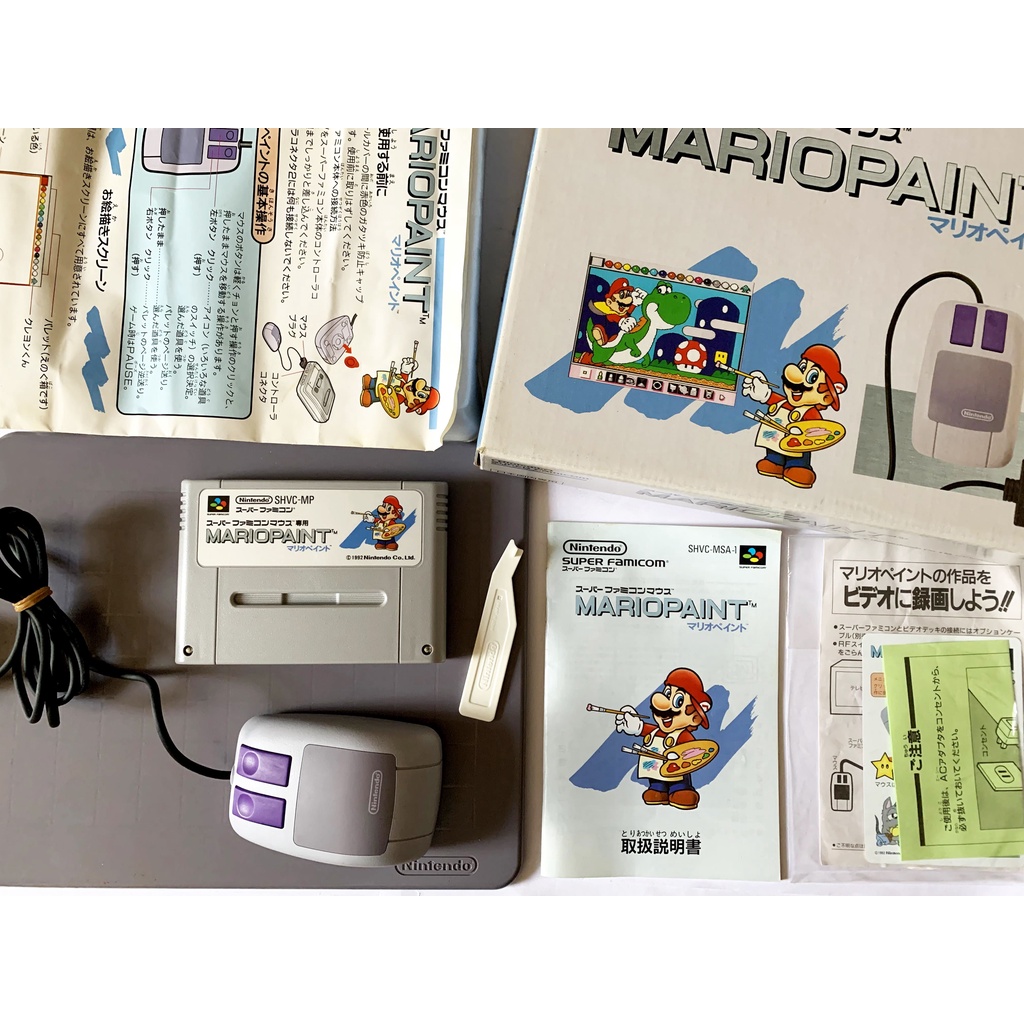 SFC Mario Paint with Mouse and Pad Box Super Famicom SNES Game Direct ...